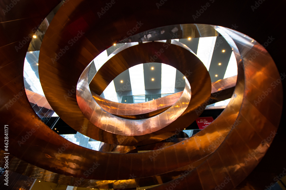 Hellerup, Denmark- 25 september 2021: Experimentarium copper stairs ...