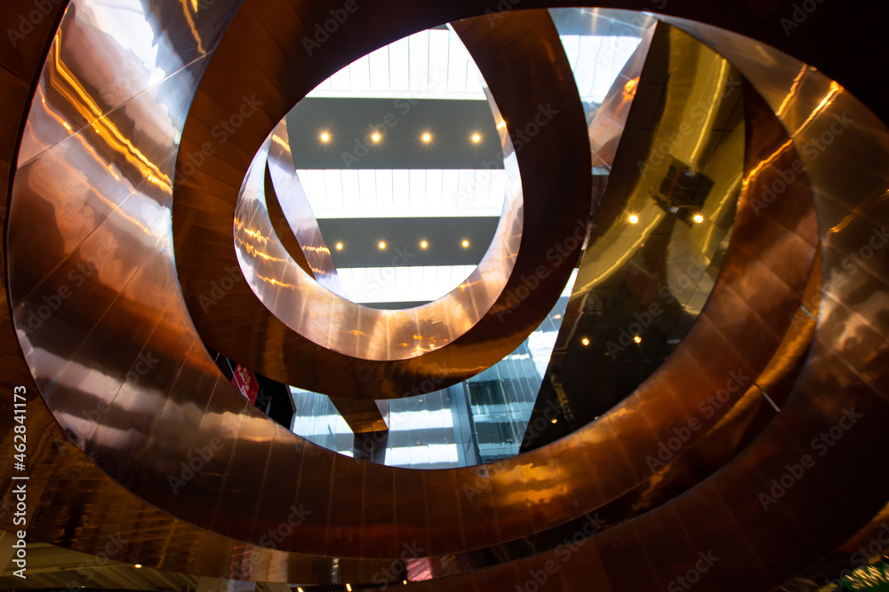 Hellerup, Denmark- 25 september 2021: Experimentarium copper stairs ...