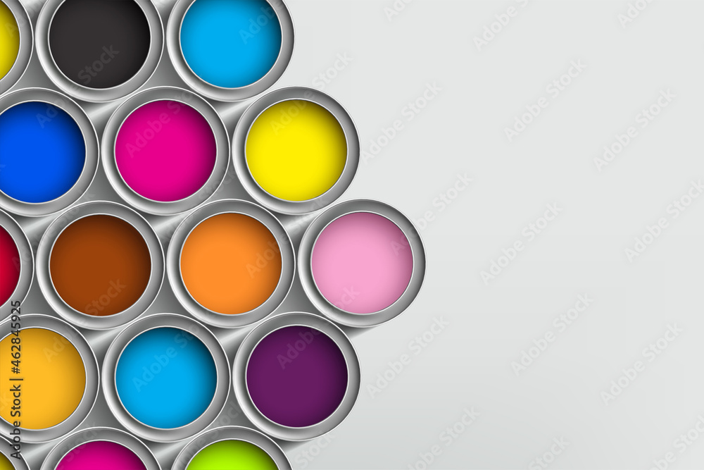 Buckets with multi colored paint Stock Vector | Adobe Stock