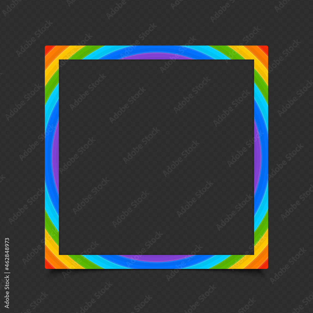 Realistic rainbow colors photo frame template isolated on transparent ...