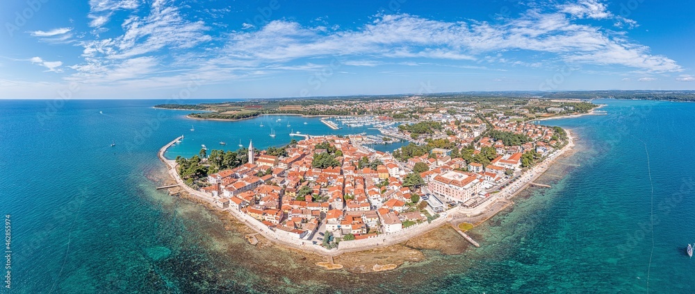 novigrad, drone, panorama, croatia, summer, city, istria, sea, town ...