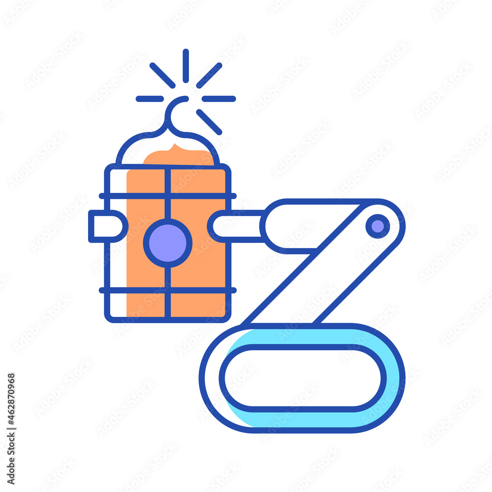 Bomb defusing robots RGB color icon. Control from safe distance ...