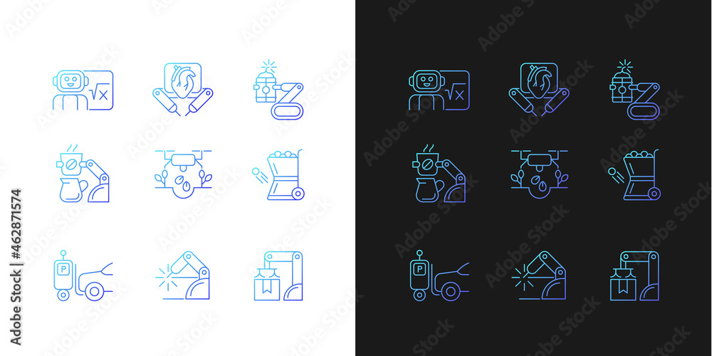 Leading technologies gradient icons set for dark and light mode ...