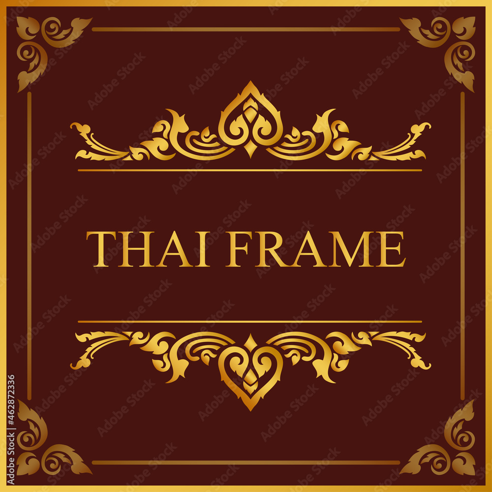 Gold light Thai frame border with red royal decoration Stock Vector ...