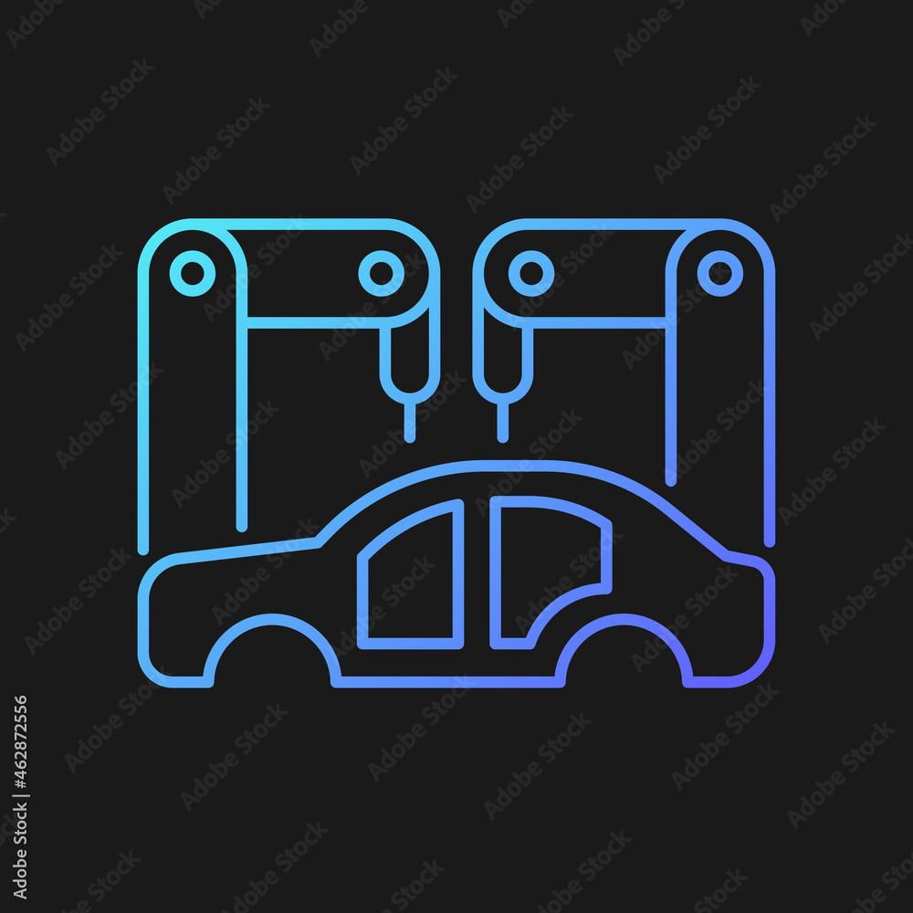 Body-in-white manufacturing gradient vector icon for dark theme ...