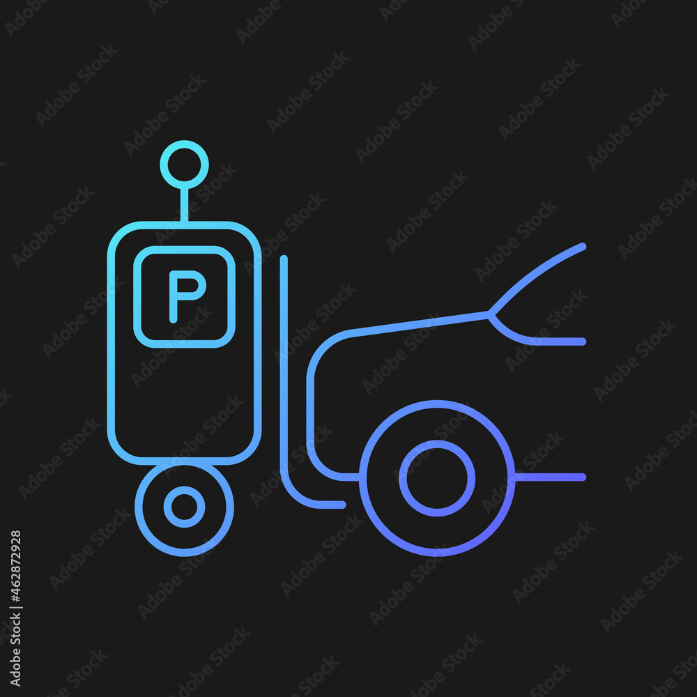 Parking robot gradient vector icon for dark theme. Self-driving ...