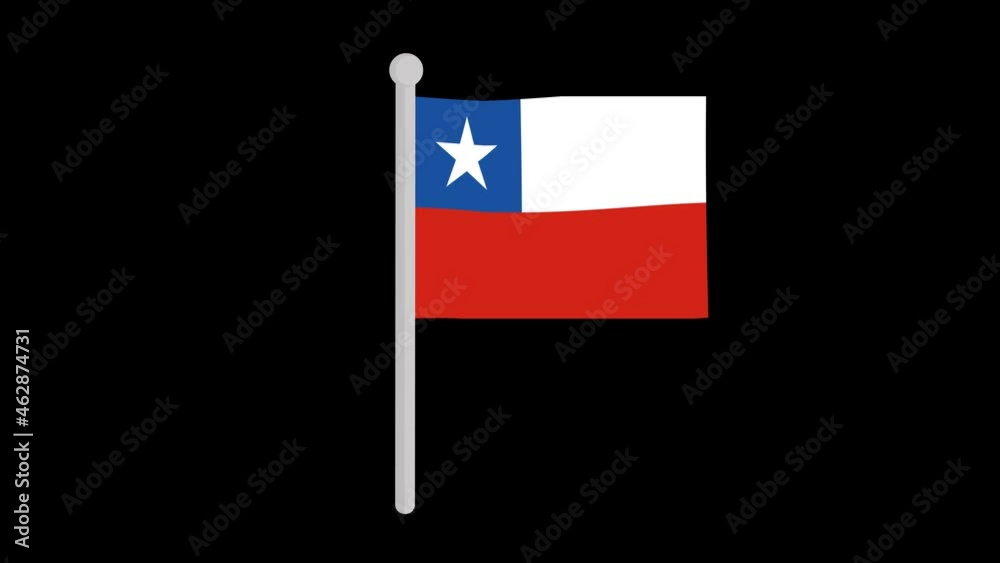 Loop animation of the flag of Chile waving on a pole and on a ...