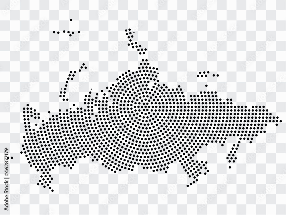 Abstract black map of Russia - planet dots planet, isolated on ...