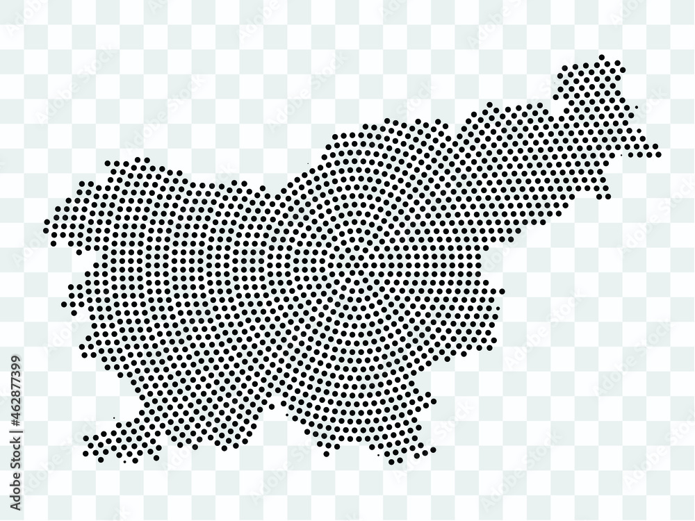 Abstract black map of Slovenia - planet dots planet, isolated on ...