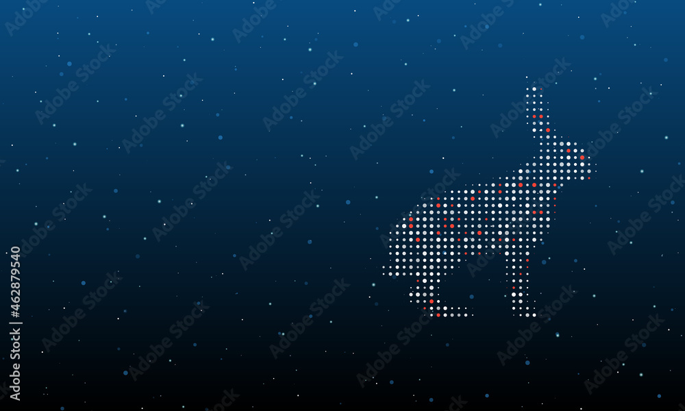 On the right is the hare symbol filled with white dots. Background ...