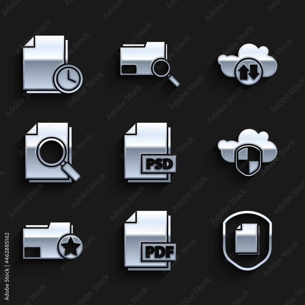 Set PSD file document, PDF, Document protection concept, Cloud and ... Set PSD file document, PDF, Document protection concept, Cloud and ...