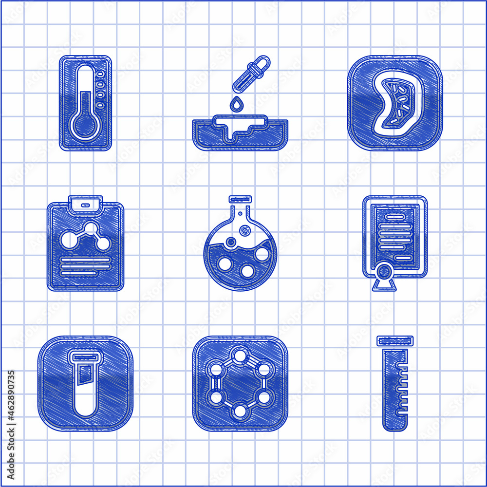 Set Test tube and flask, Formula of benzene rings, Certificate template ...