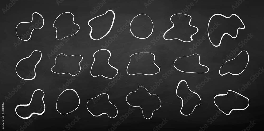 Collection of chalk drawn line art shapes Stock Vector | Adobe Stock