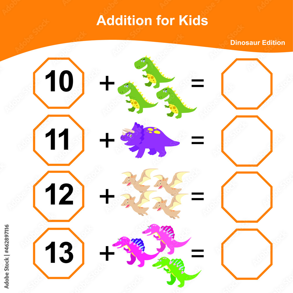 Addition Math Game for Preschool. Counting Game Worksheet for Children ...