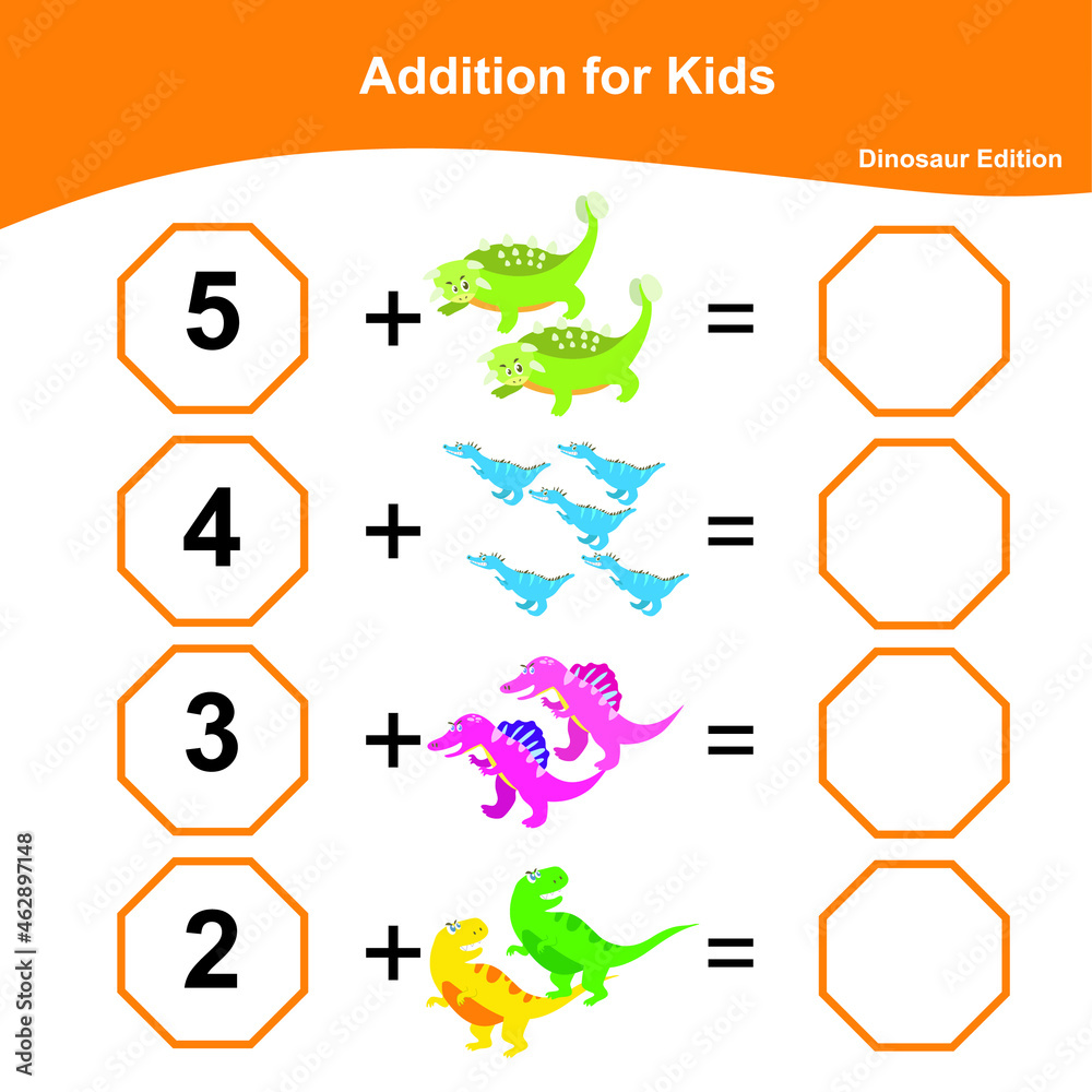 Addition Math Game for Preschool. Counting Game Worksheet for Children ...