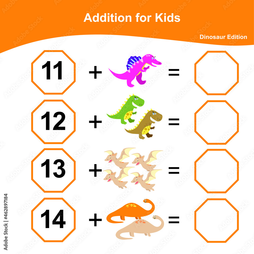 Addition Math Game for Preschool. Counting Game Worksheet for Children ...
