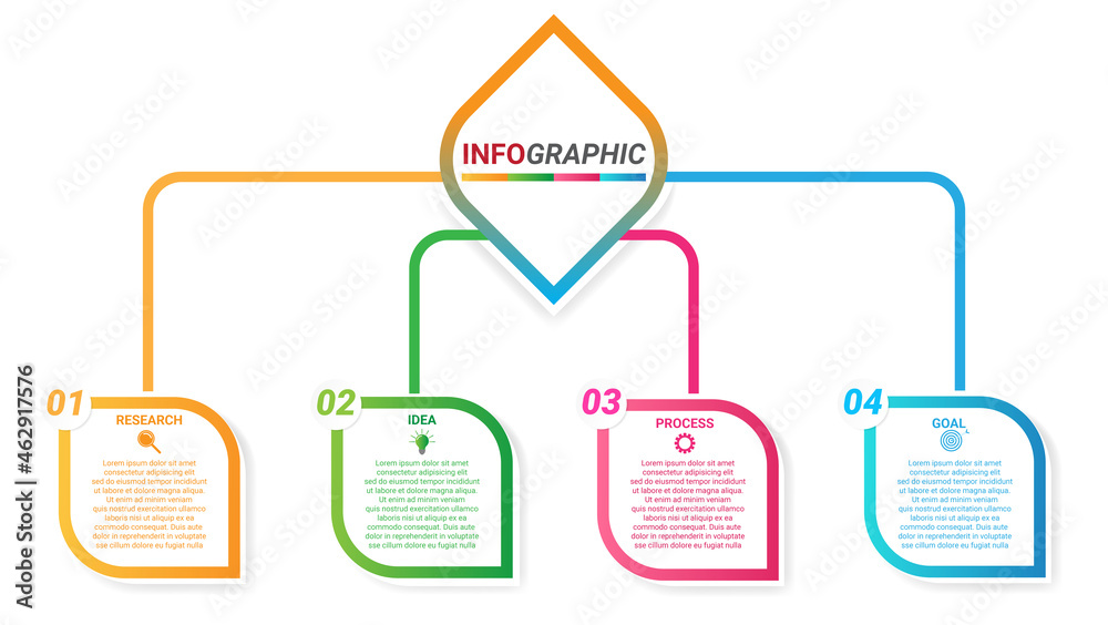 Infographic business model concept with 4 consecutive steps. four ...