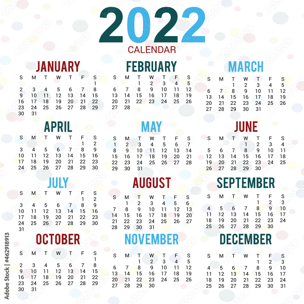 calendar for 2022. New Year calendar 2022 template design Set of 12 ...