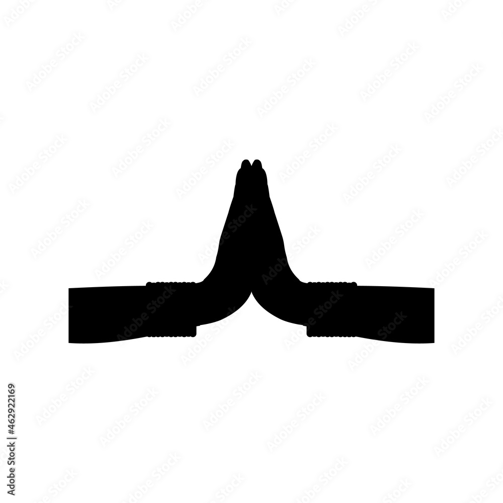 Silhouette Indian womans hand greeting posture of namaste. Stock Vector ...