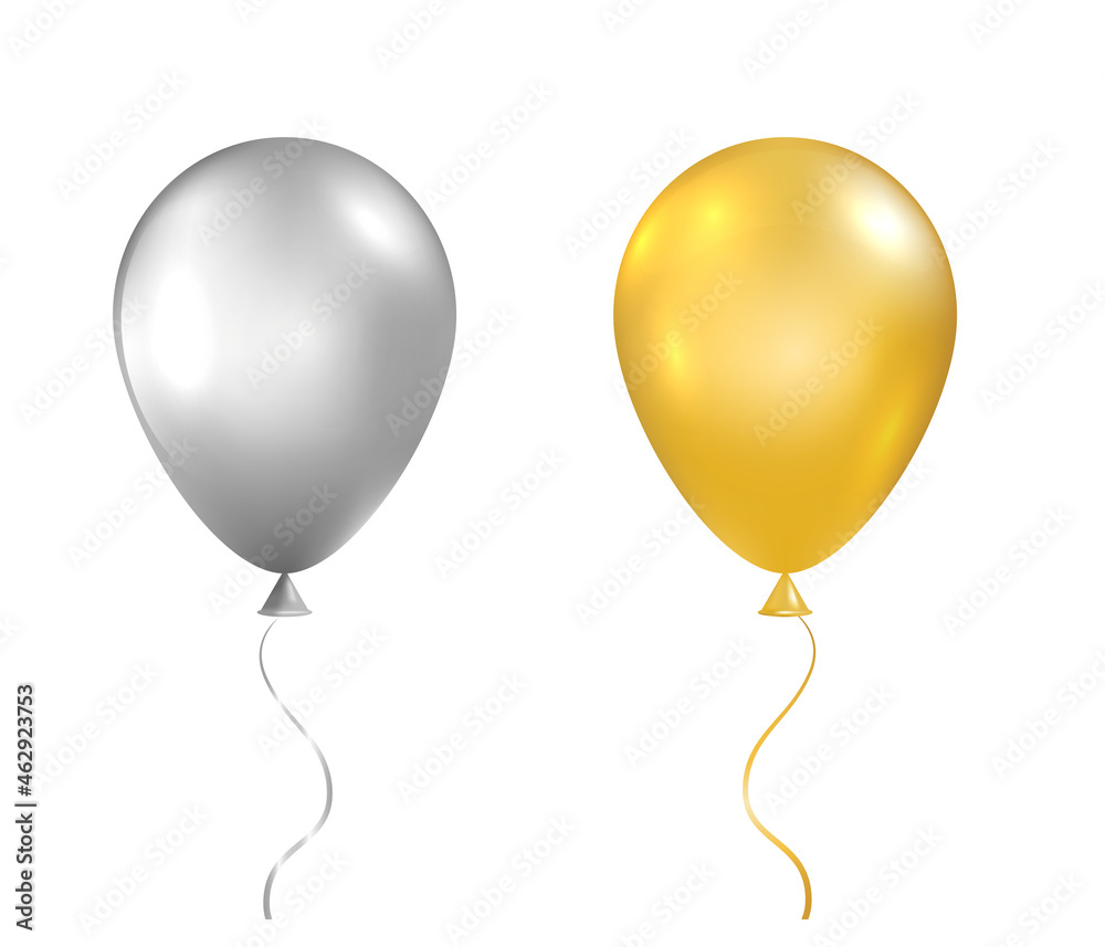 Gold balloon. Silver baloon. Anniversary celebration party design ...