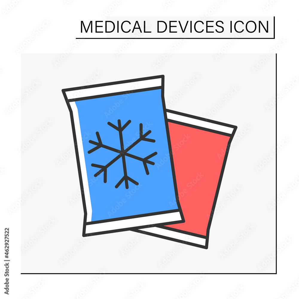 Cold pack color icon. Chilling packs for traumas treatment. Bruise ...