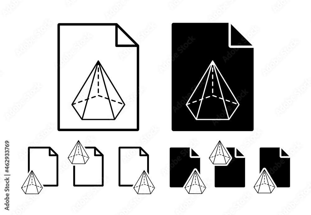 Geometric shapes, pentagonal pyramid vector icon in file set ...