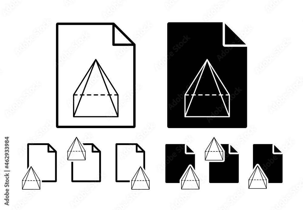 Geometric shapes, quadrangular pyramid vector icon in file set ...