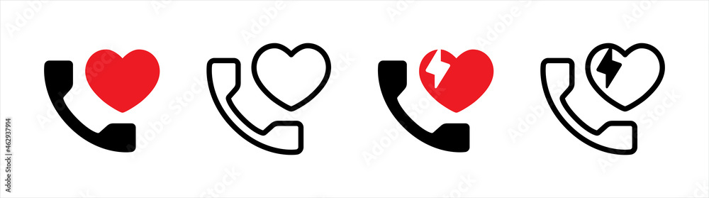 Love Phone Call icons. Creative Symbol. phone icon set, Telephone call ...