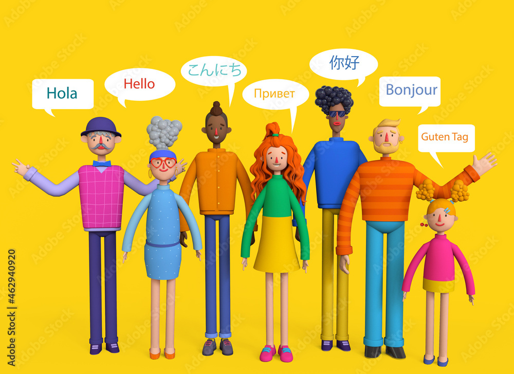 Group of native speakers say - Hello in different languages. Diverse ...