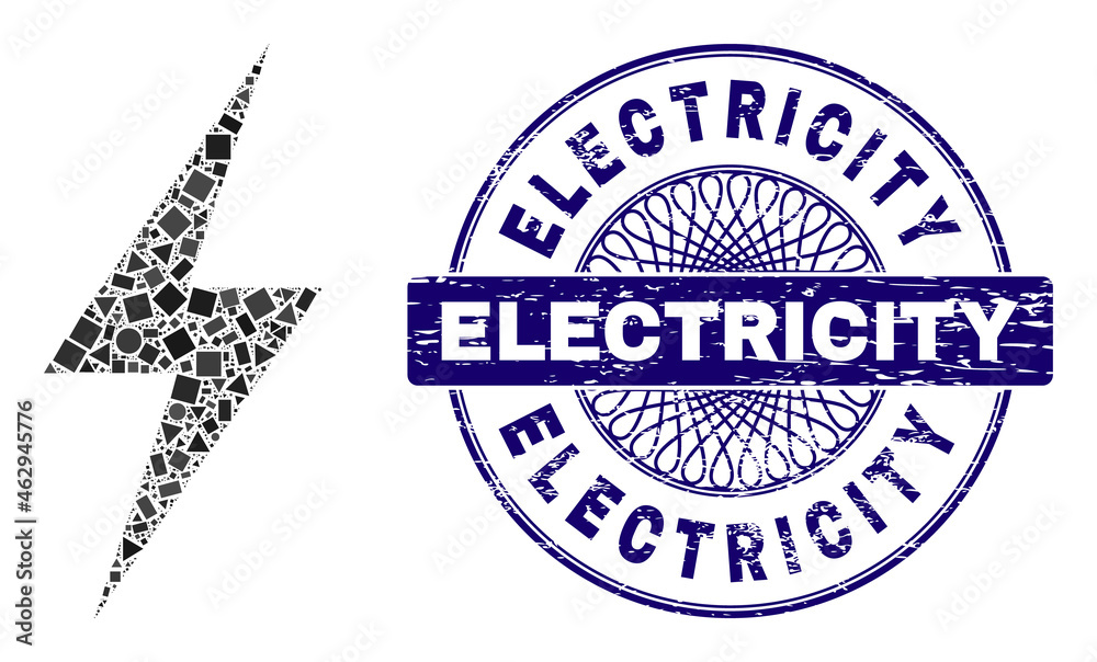 Geometric collage electricity, and Electricity corroded stamp seal ...