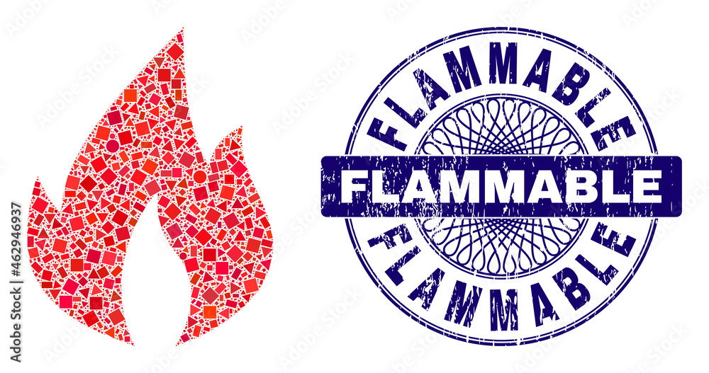 Geometric mosaic fire flame, and Flammable dirty seal. Blue seal has ...