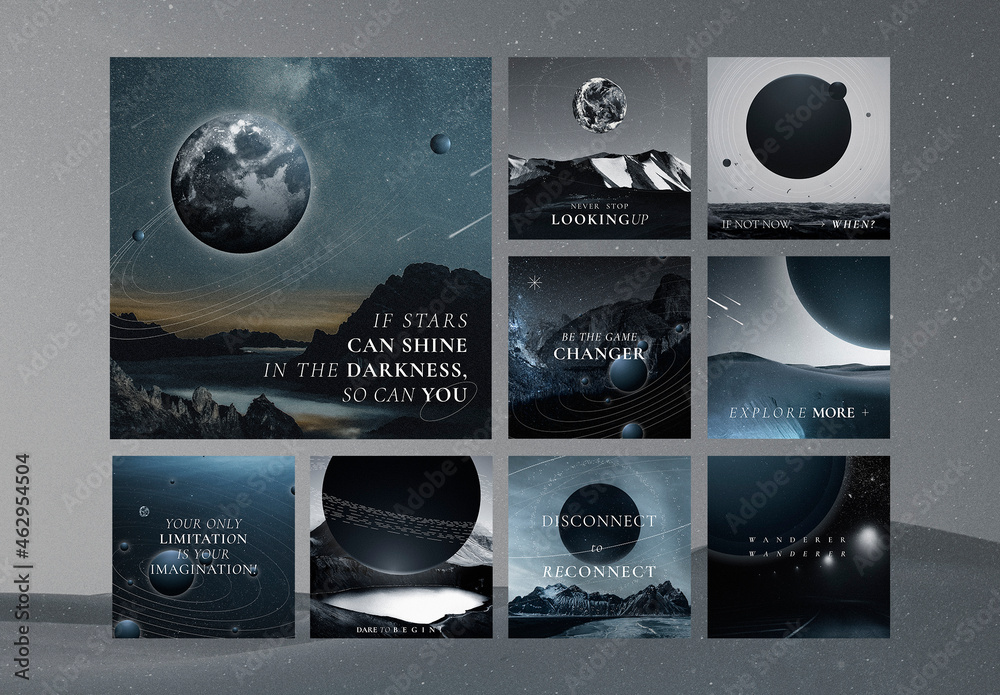 Aesthetic Galaxy Layout with Quote Stock Template | Adobe Stock