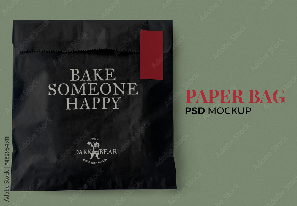 Paper Bag Packaging Mockup in Classic Black and Red Stock Template ...