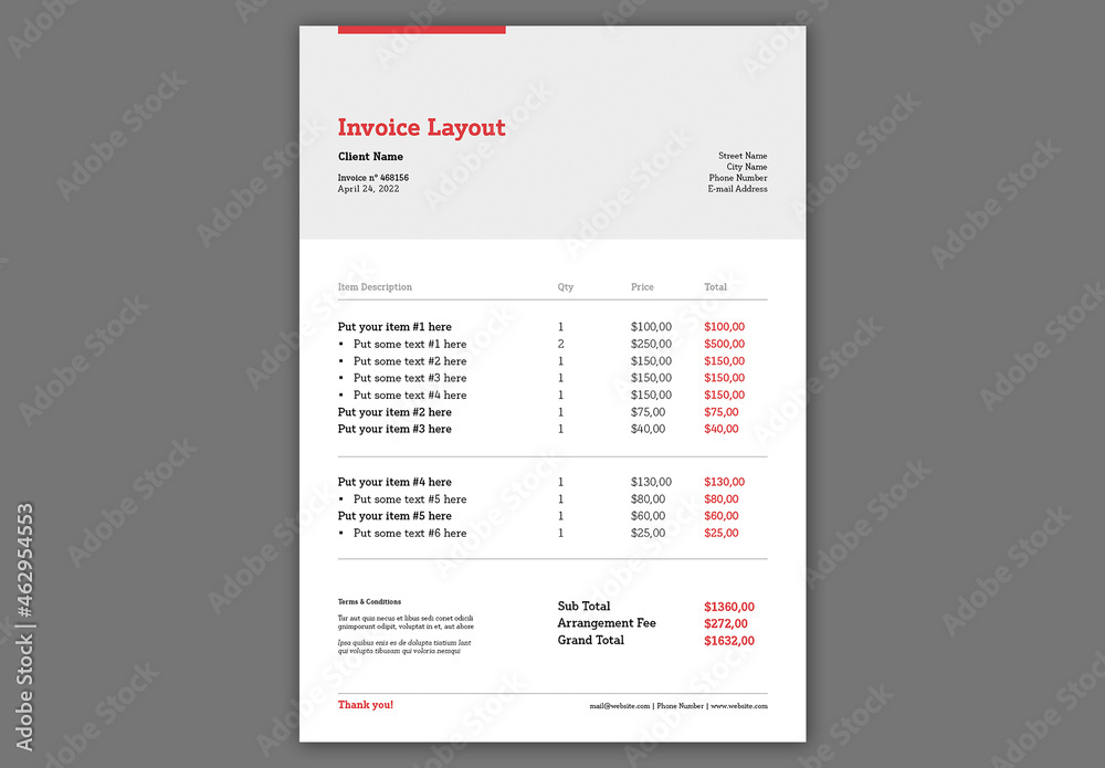Invoice Stock Template | Adobe Stock