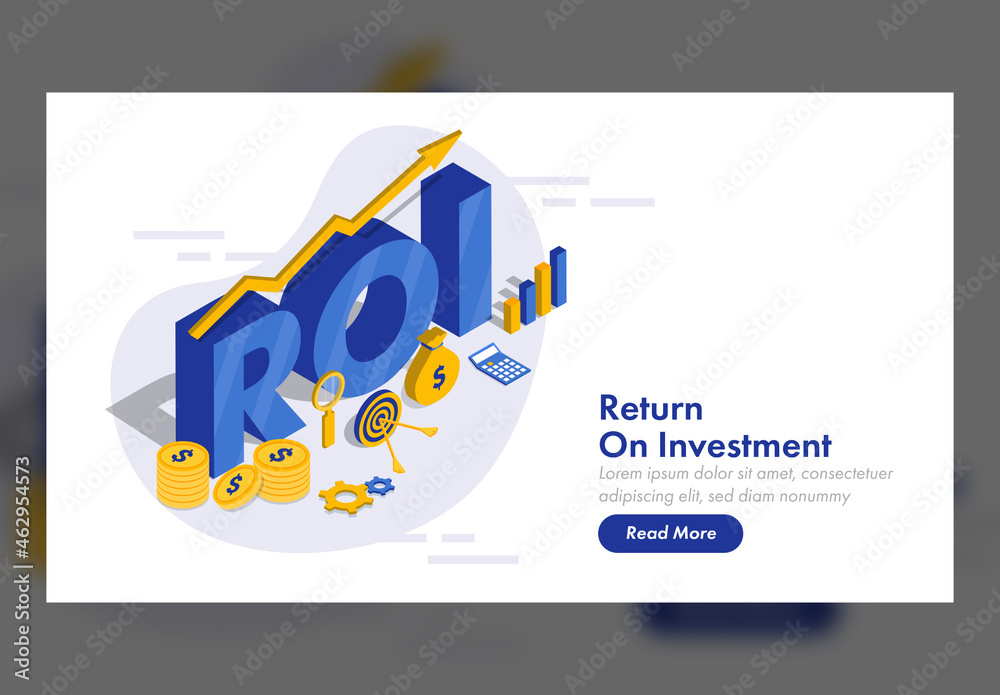 Responsive Landing Page Design, 3D Roi Text with Financial Business ...