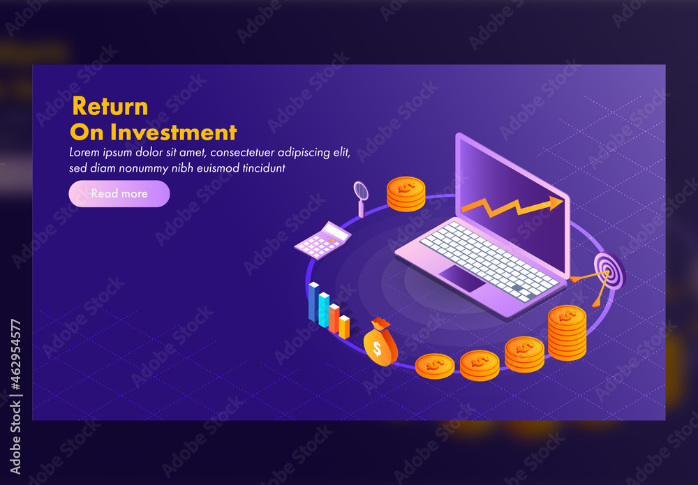 Return On Investment Roi Concept Based Landing Page With 3D Laptop return-on-investment-roi-concept-based-landing-page-with-3d-laptop