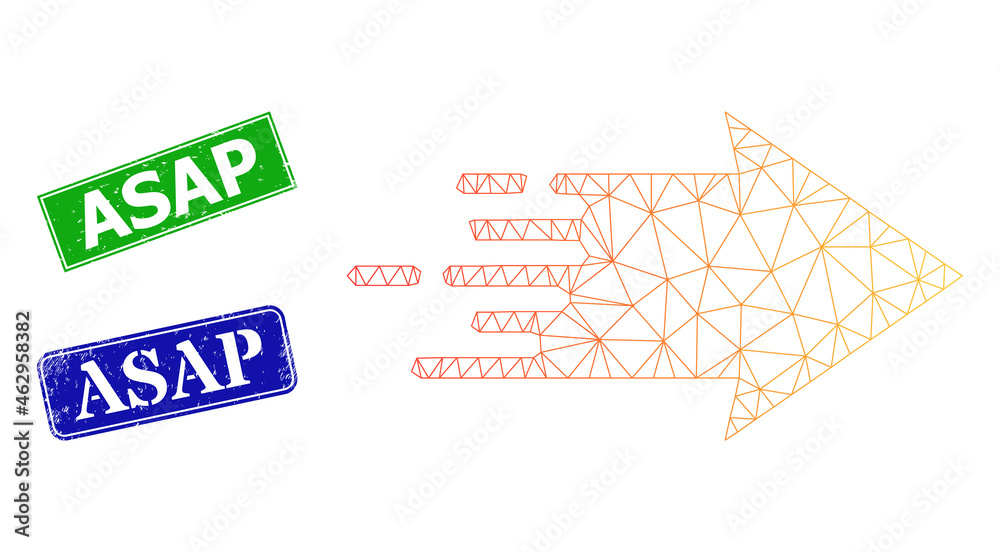 Polygonal speed arrow model, and Asap blue and green rectangle ...