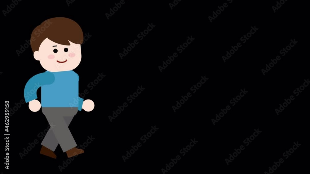 Man walking through from left to right. 4K transparent background with ...