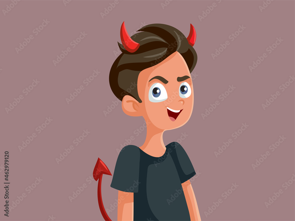 Evil Devilish Teen Boy Vector Cartoon Illustration Stock Vector | Adobe ...