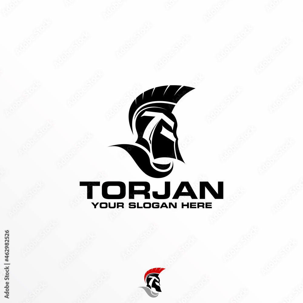 Spartan viking trojan helmet side with hair and letter T font image ...