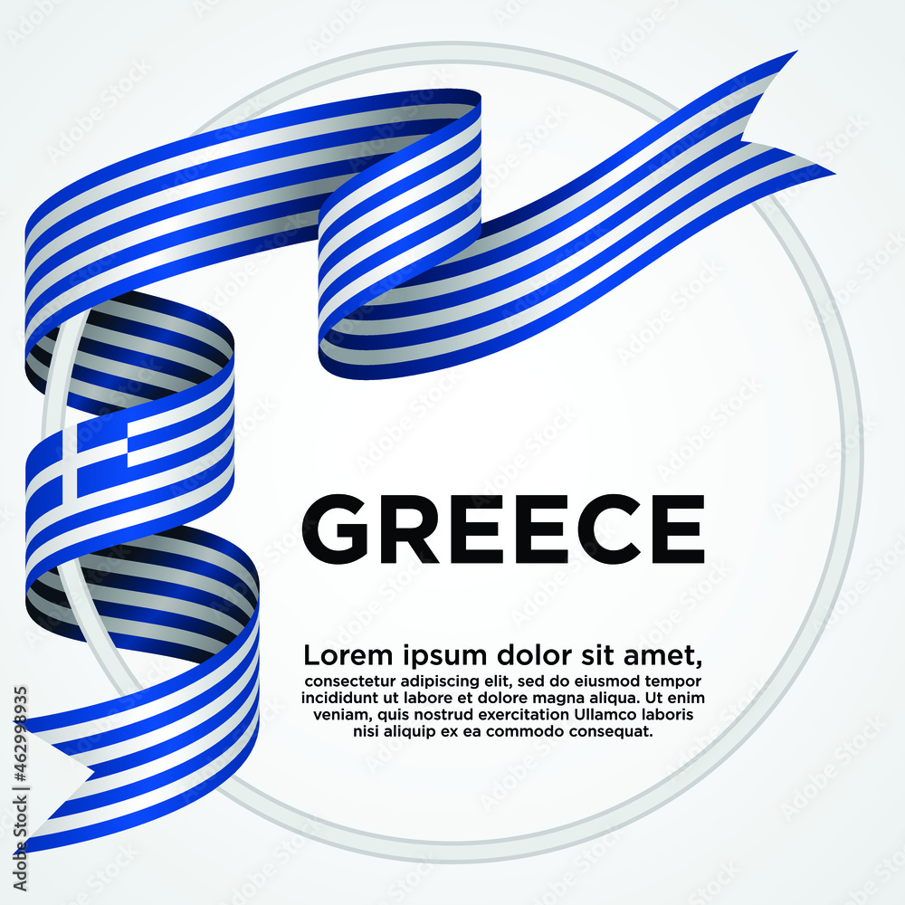 Greece Independence Day, Waving ribbon with Flag of Greece, Template ...