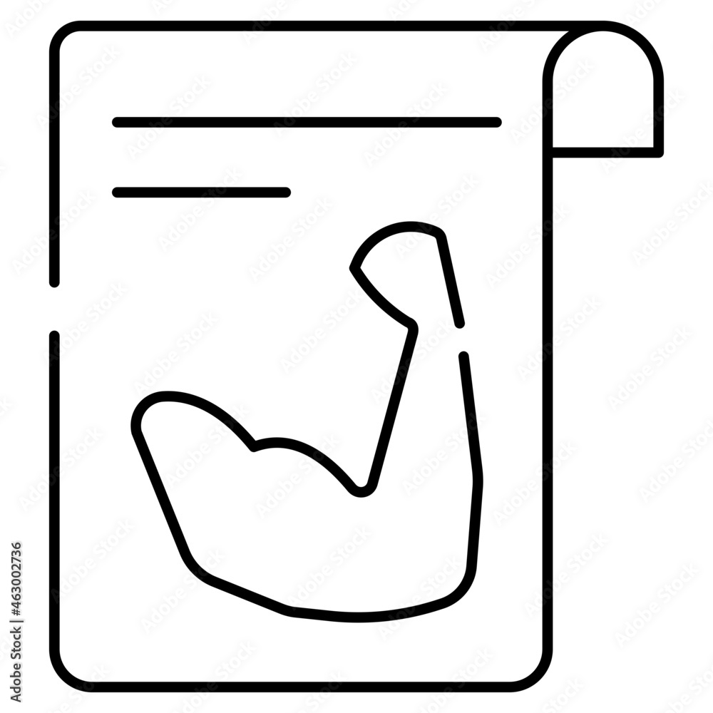 muscle printed on folded paper showing concept of gym chart Stock ...