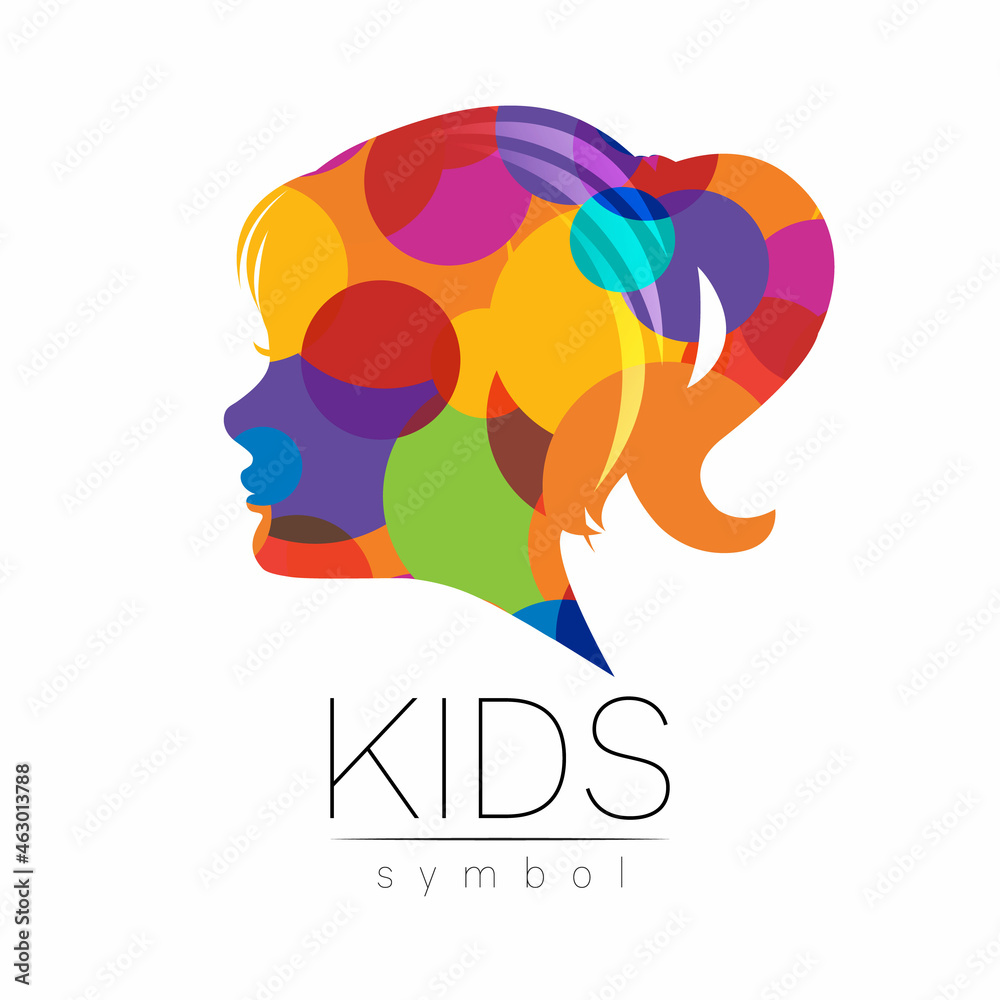Child Girl Vector Color Logo of Grow Up Kids Silhouette profile human ...