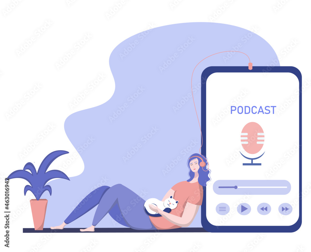 Podcast concept illustration. Webinar, online training, tutorial ...