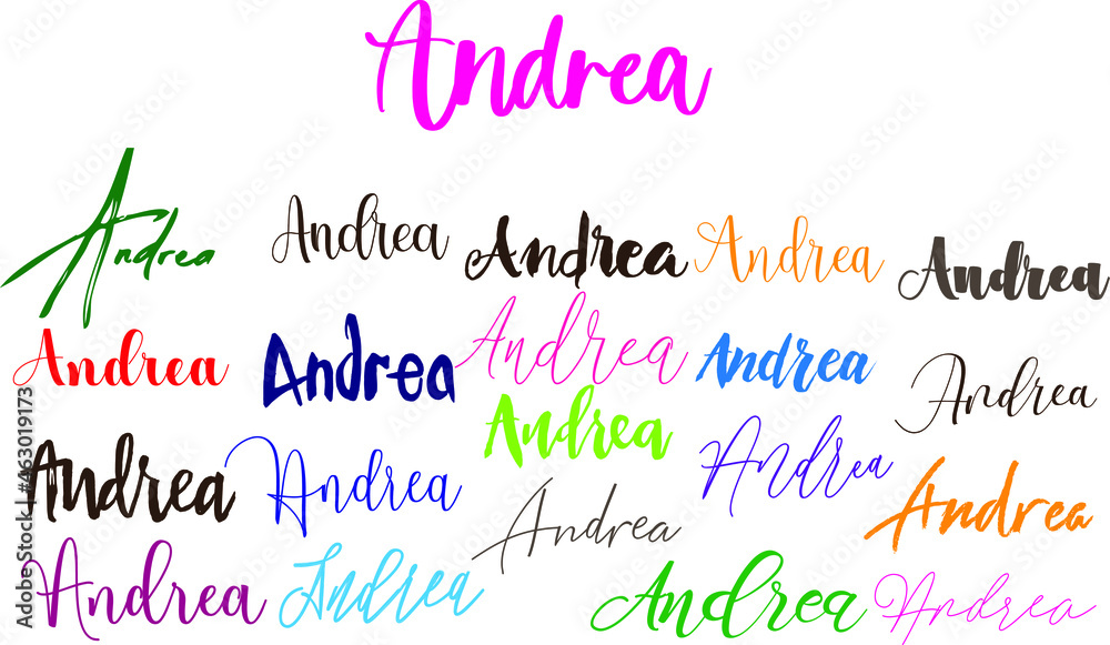 Andrea Girl Name in Multi Fonts Typography Text Stock Vector | Adobe Stock