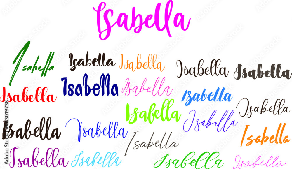 Isabella Girl Name in Multi Fonts Typography Text Stock Vector | Adobe ...