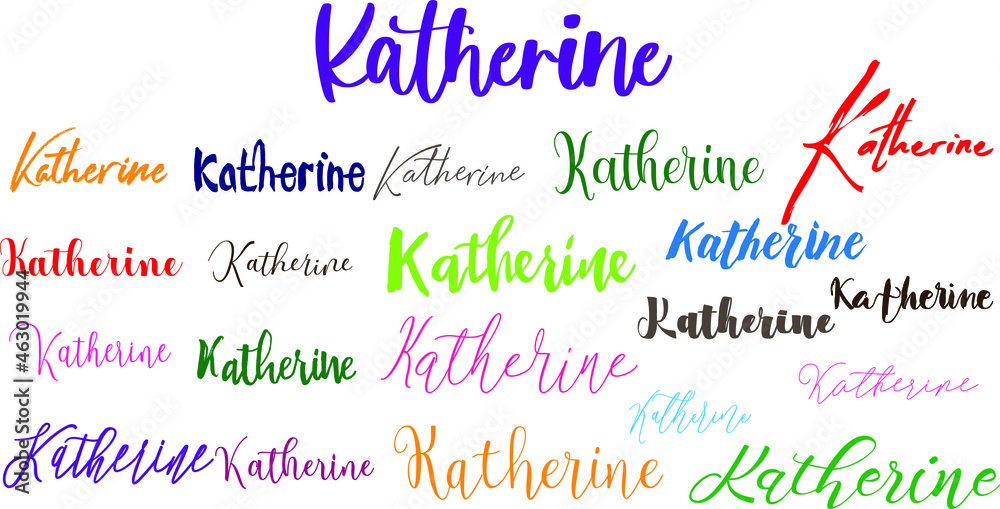 Katherine Girl Name in Multiple Font Styles Typography Text Stock ...