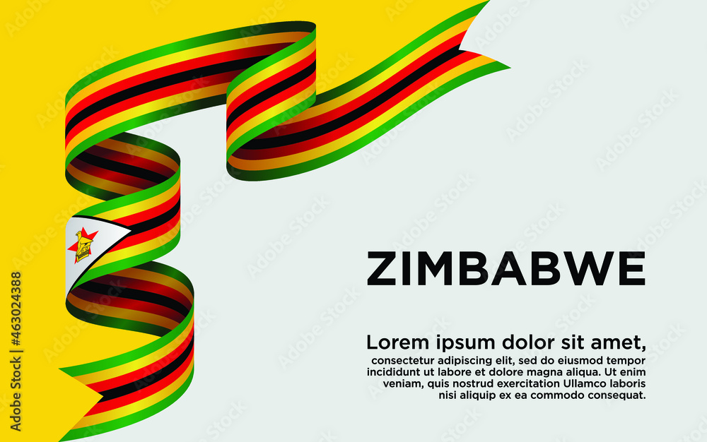 Happy Independence Day. Waving ribbon with Flag of Zimbabwe, Template ...