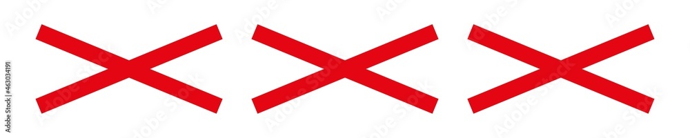 wrong mark red wide cross x sign vector isolated illustration three no ...