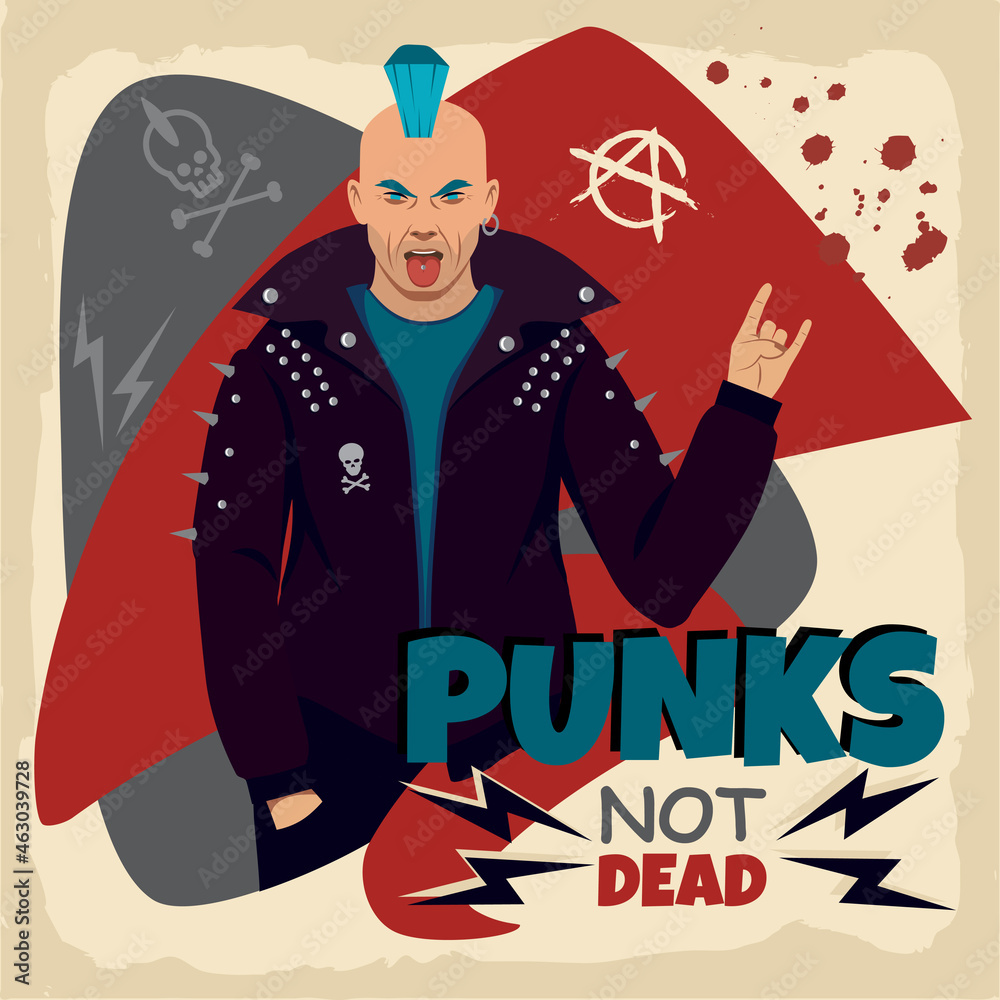 Vector illustration. Person in cartoon style. Mohawk punk man cartoon ...